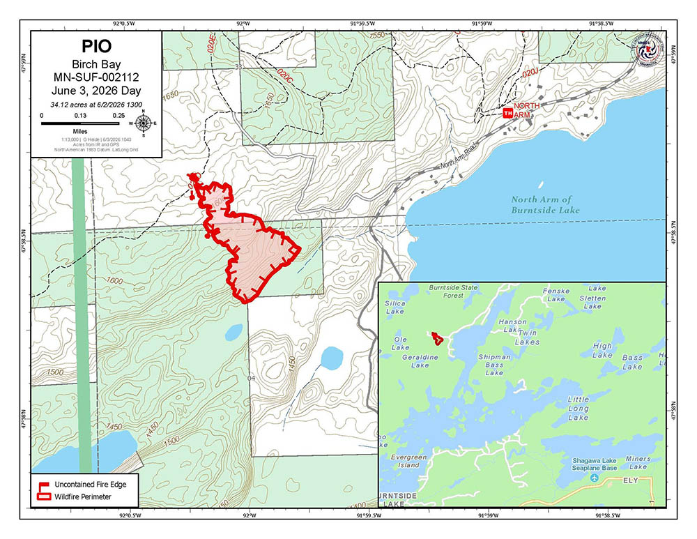 Birch Bay Fire Near Ely Still at 35 Acres, Now 10% Contained