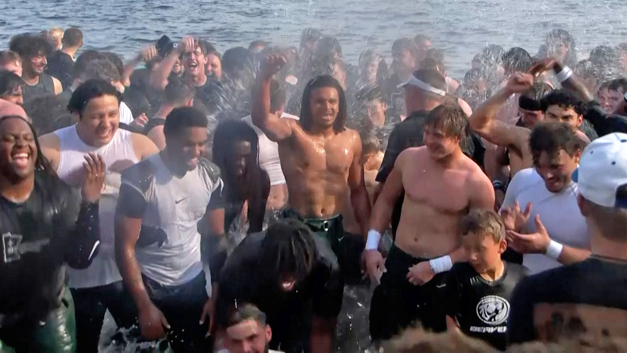 BSU Football Jump into Lake Bemidji with Homecoming Win Over Northern State