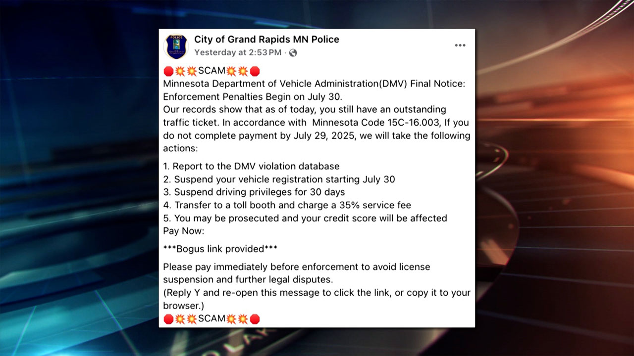 Grand Rapids Police Warning Public of DMV Impersonation Scam
