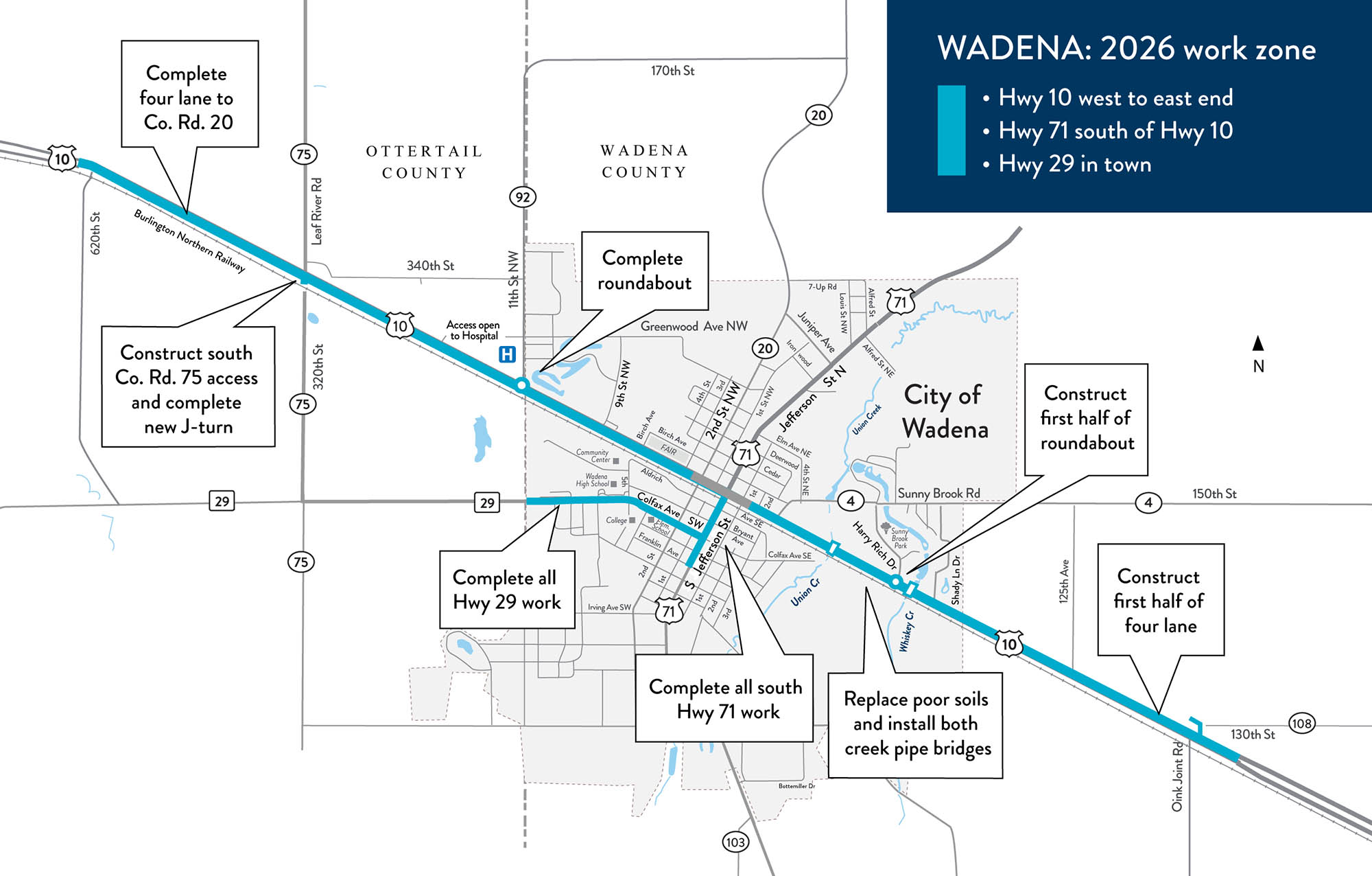 Highway 10 Construction Project in Wadena Enters Year 2
